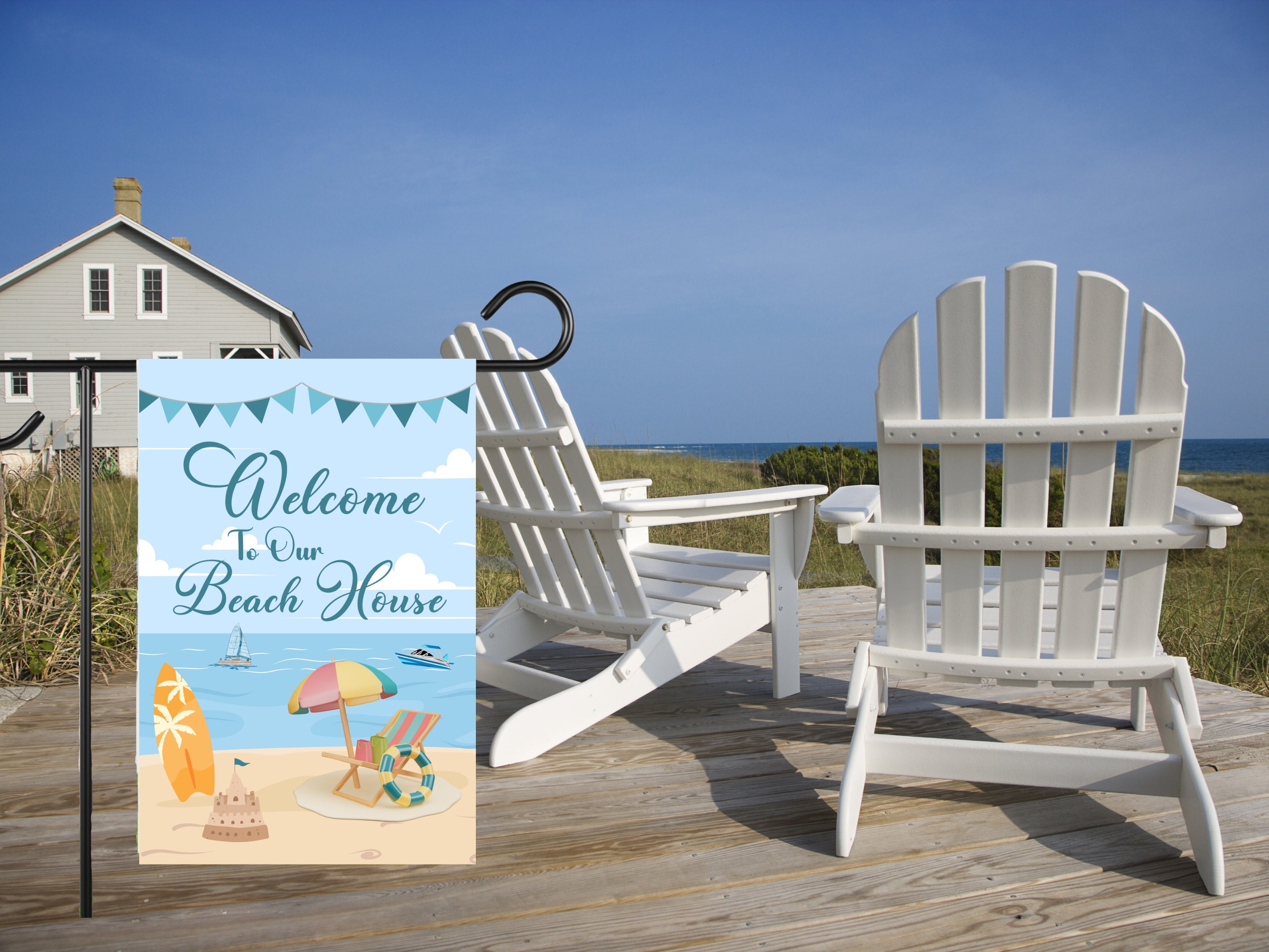 Beach House Yard Flag: Welcome Summer Home Decor - Etsy