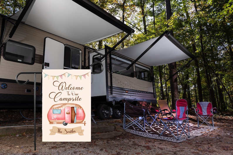Personalized Camping Flag, Garden & Camp Banner Gift, Welcome to Our ...