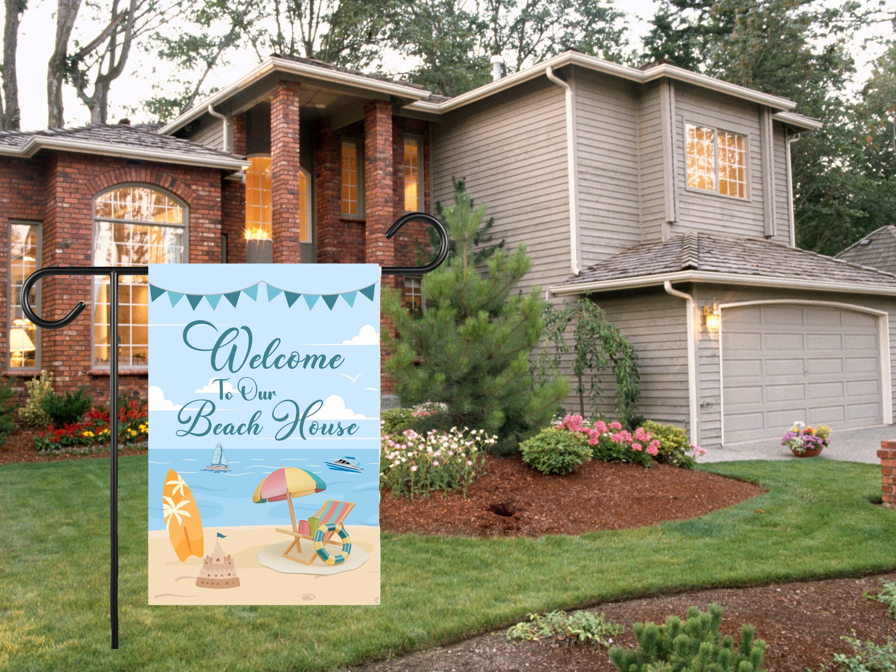 Beach Flag, Welcome to Our Beach House Yard Flag, Beach Lover Gift ...