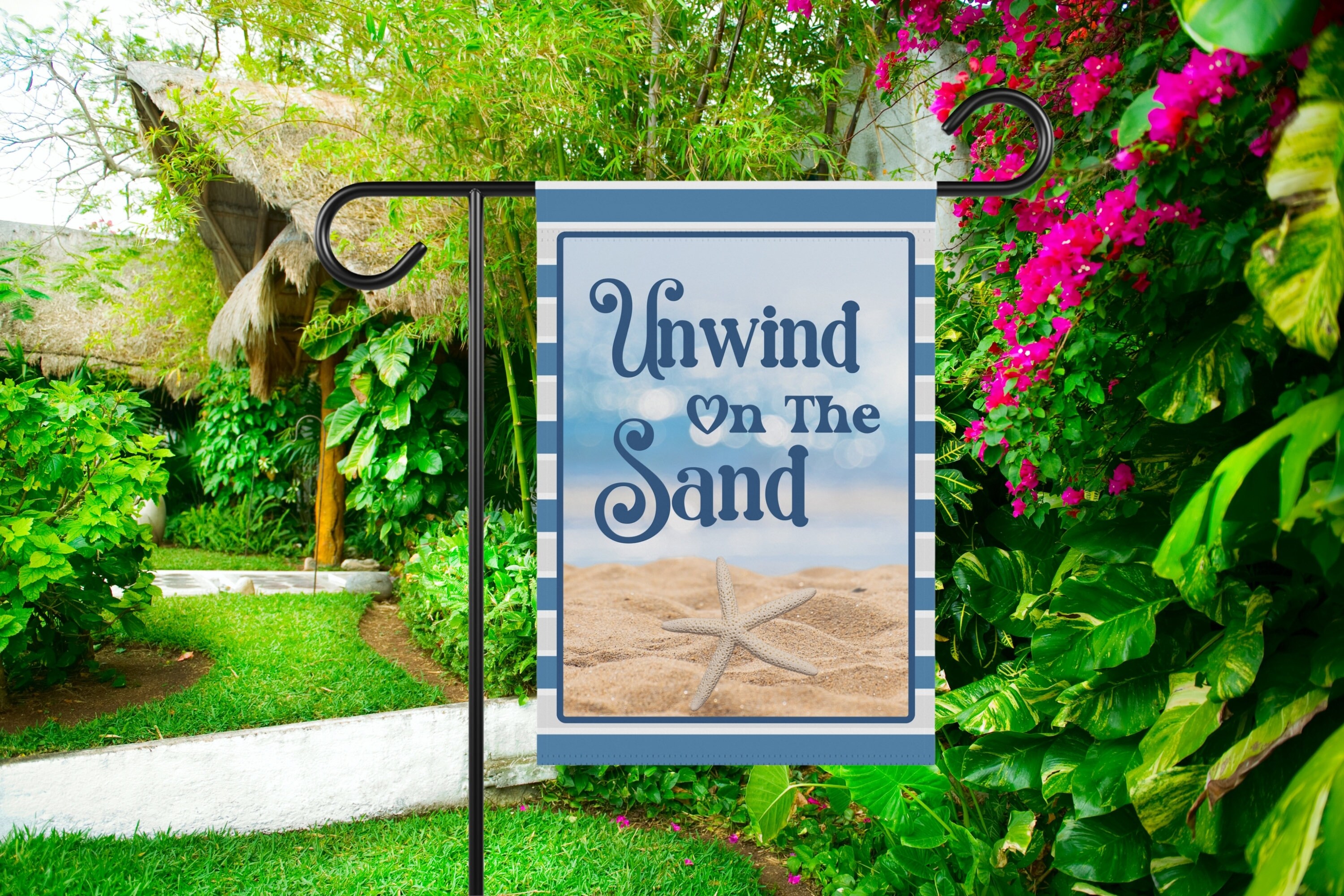 Summer Garden Flag, Beach Lover Flag, Lawn Sign, Yard Flag, Unwind on ...