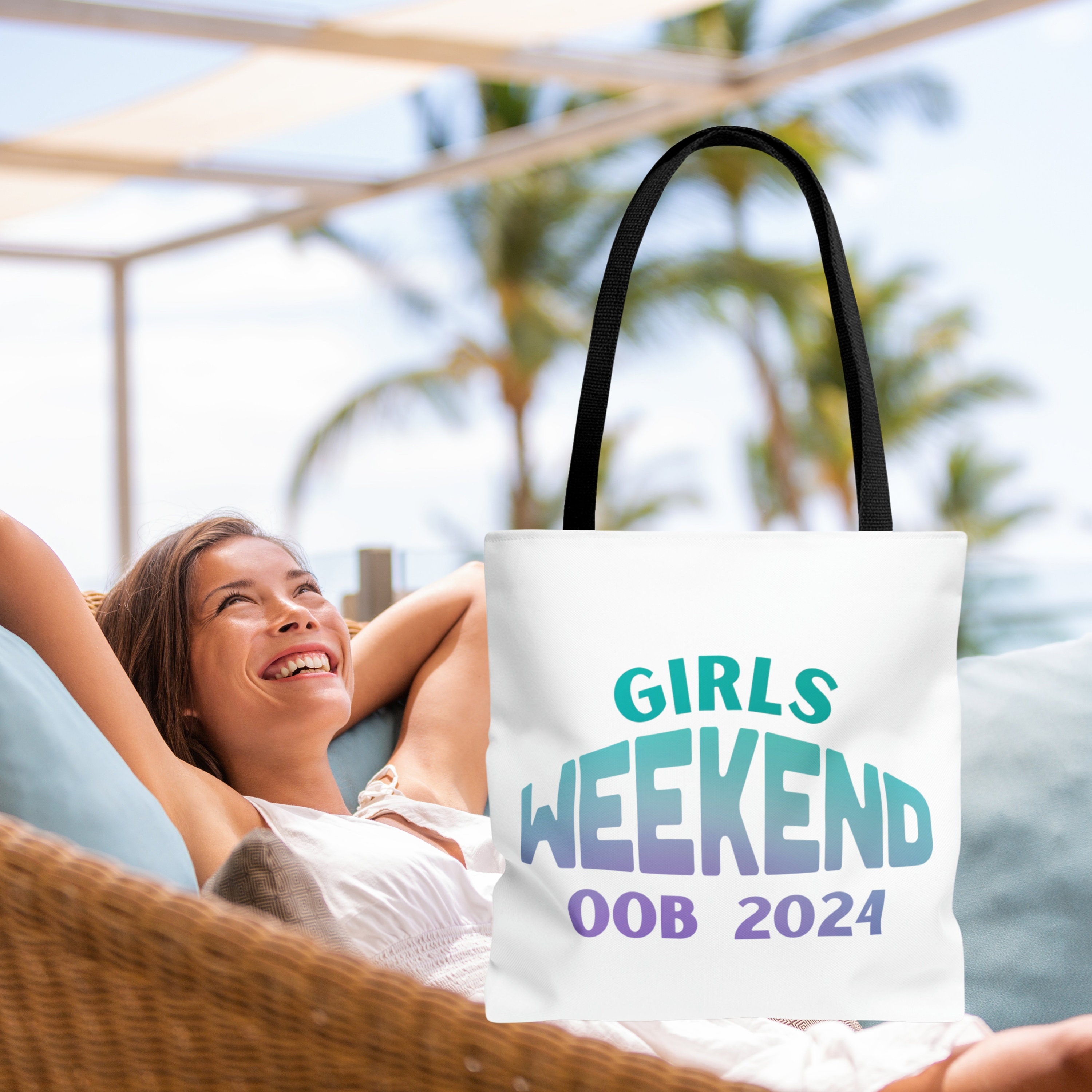 Girls Weekend Tote Bag, 3 Size Options Tote Bag, Black or White Handles ...