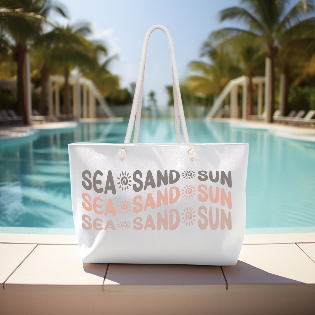Beach Weekender Bag, Sea Sand Sun Beach Bag, Overnight Tote, Beach ...
