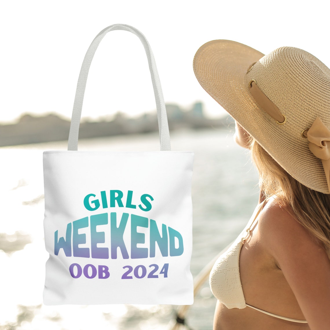 Girls Weekend Tote Bag, 3 Size Options Tote Bag, Black or White Handles ...