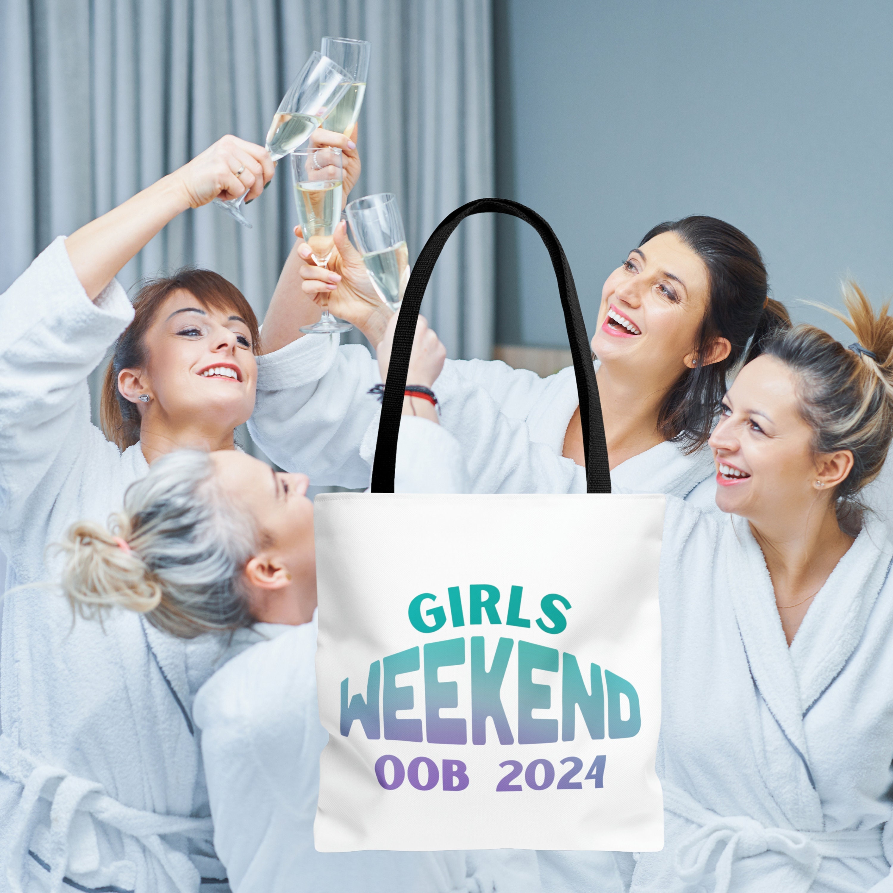 Girls Weekend Tote Bag, 3 Size Options Tote Bag, Black or White Handles ...