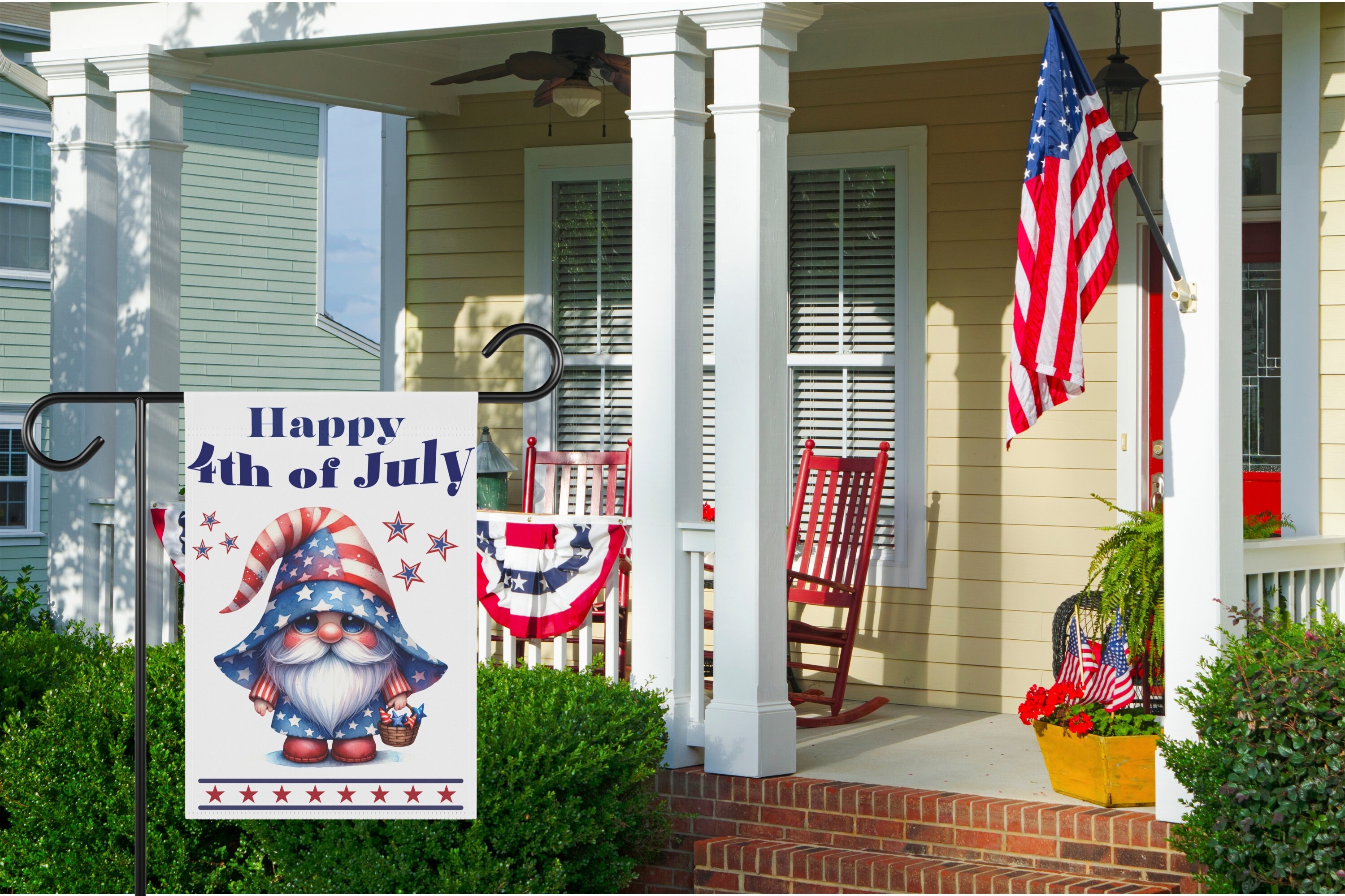 Happy 4th of July Decor, Patriotic Outdoor Flag, Lawn Flag for ...