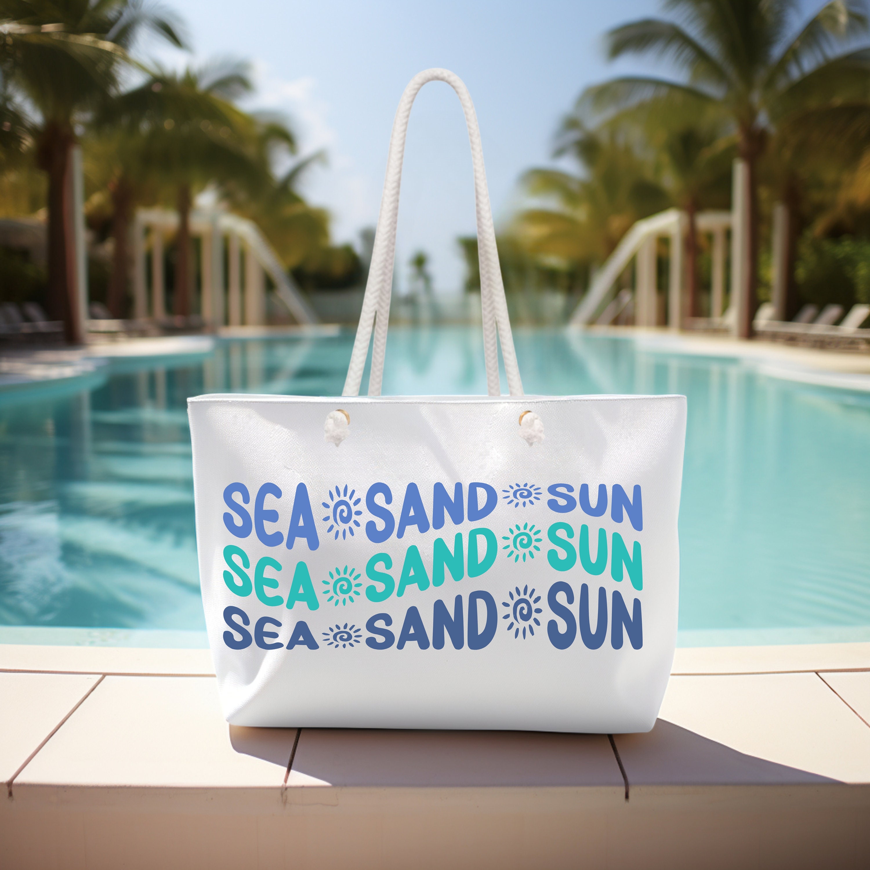 Beach Weekender Bag, Sea Sand Sun Beach Bag, Overnight Tote, Friend ...