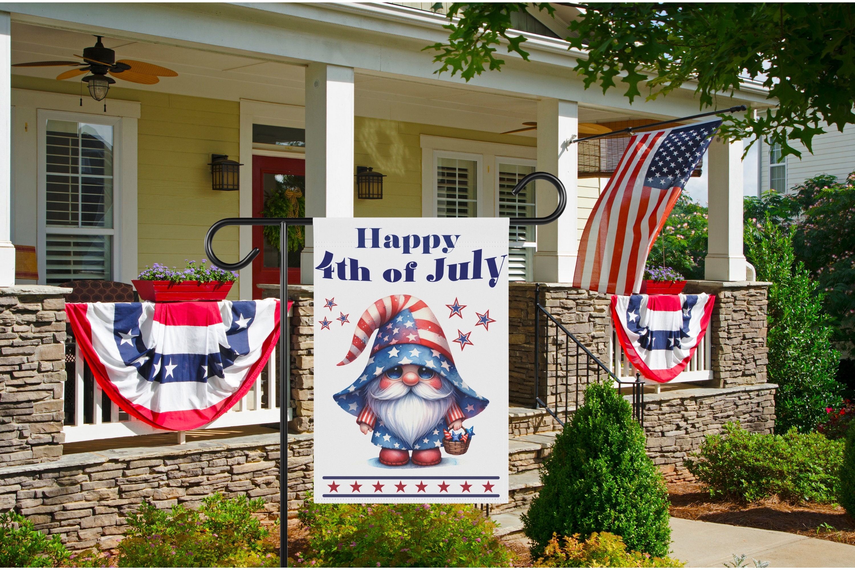Happy 4th of July Decor, Patriotic Outdoor Flag, Lawn Flag for ...