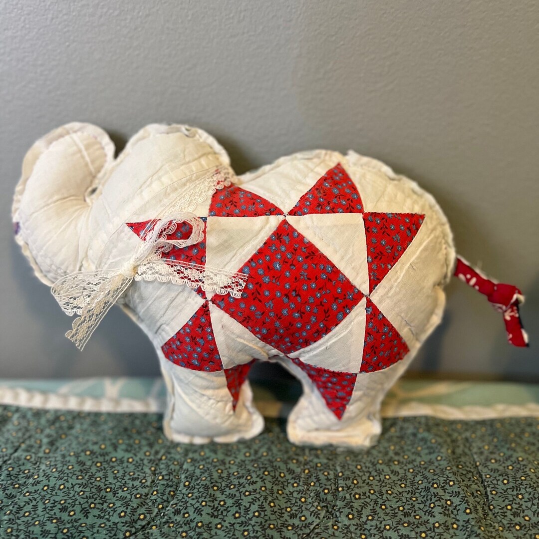 Willie Stuffed Toy Elephant Made From a Vintage, Upcycled Hand-sewn ...