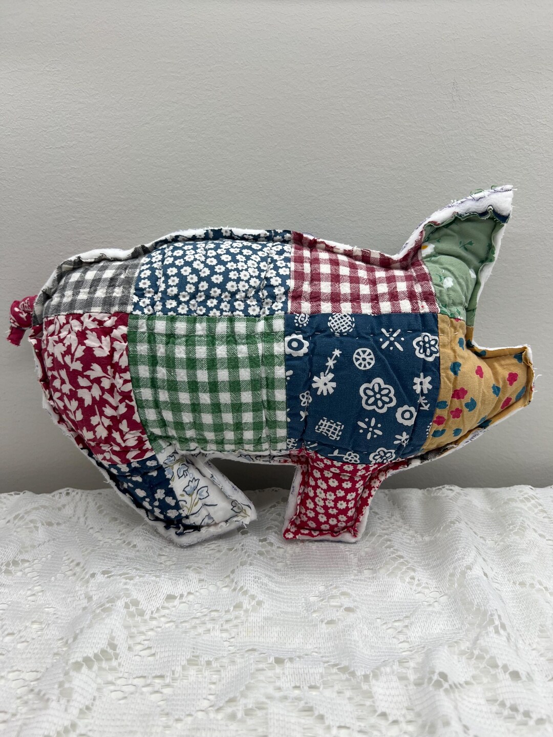 Prudence Stuffed Toy Pig Made From a Vintage, Upcycled Quilt /shelf ...