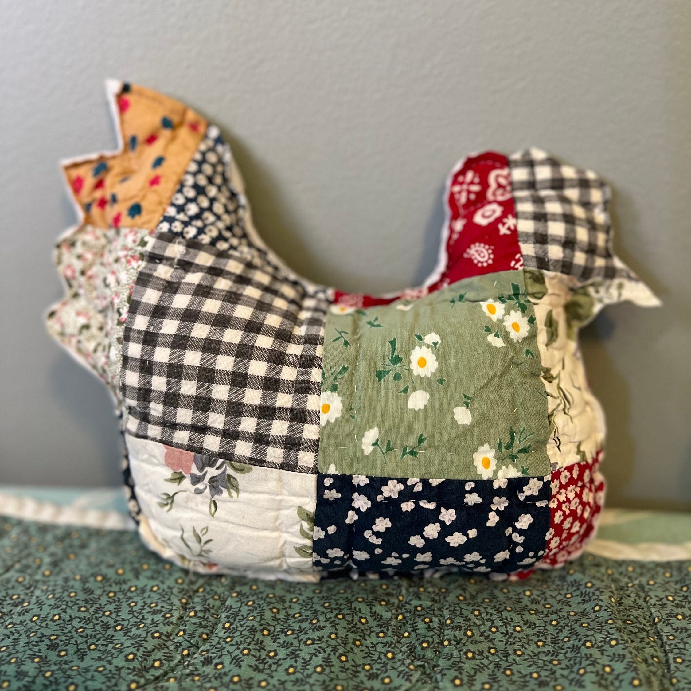 Buttercup Stuffed Chicken Made From a Vintage, Upcycled Hand-sewn Quilt ...