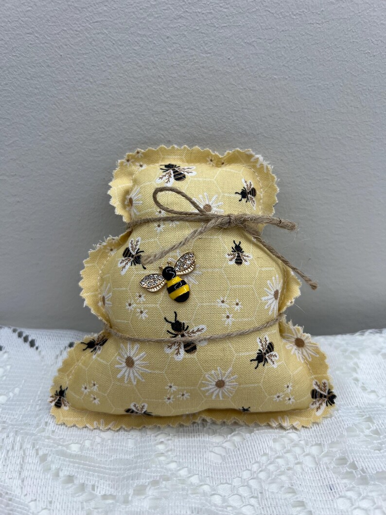 Fabric Beehive With Bee Charm - Small / Bee Decor / Bee Figurine - Etsy