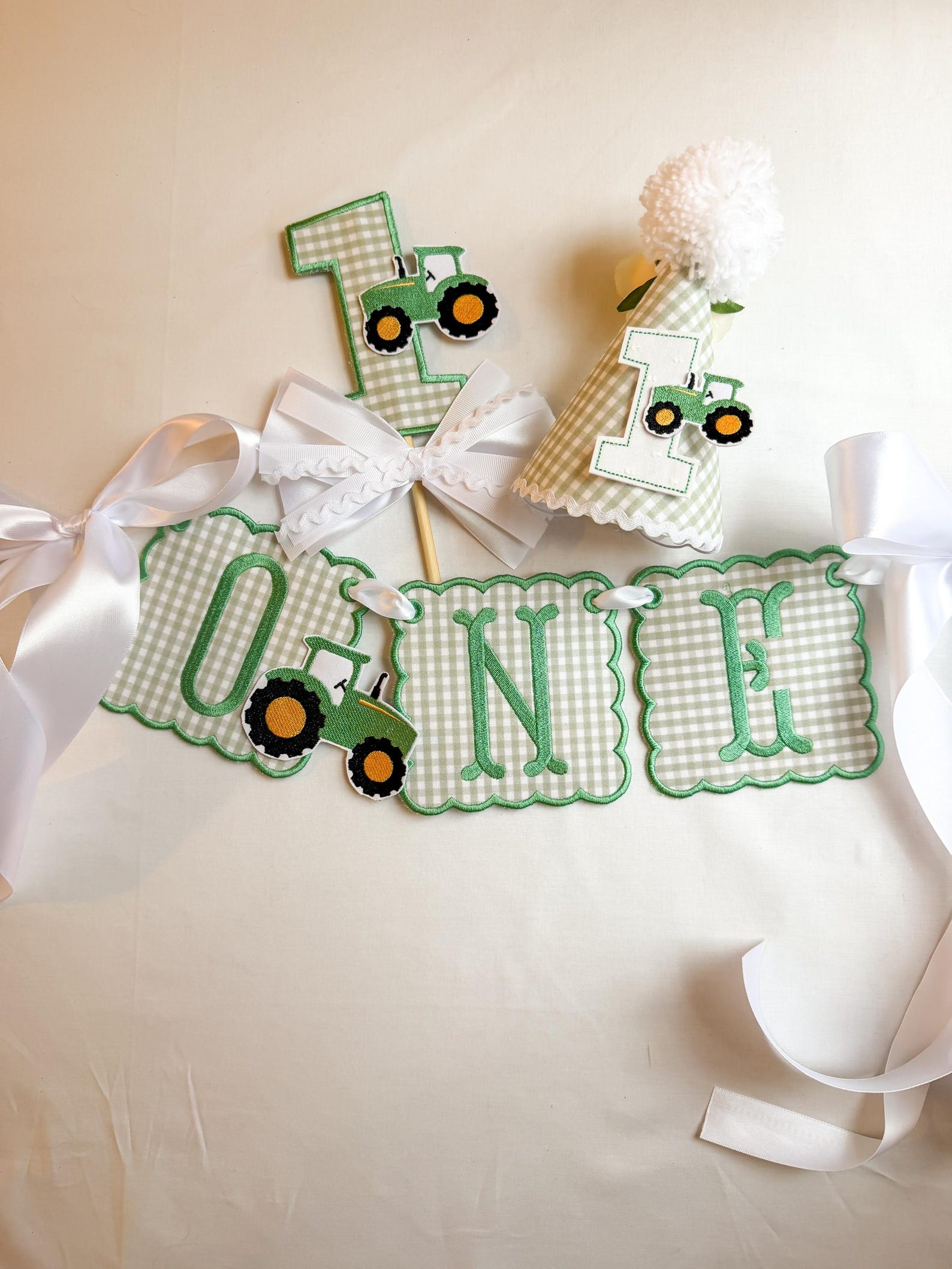 ONE Happy Farmer First Birthday Party Decorations – Green Tractor ...