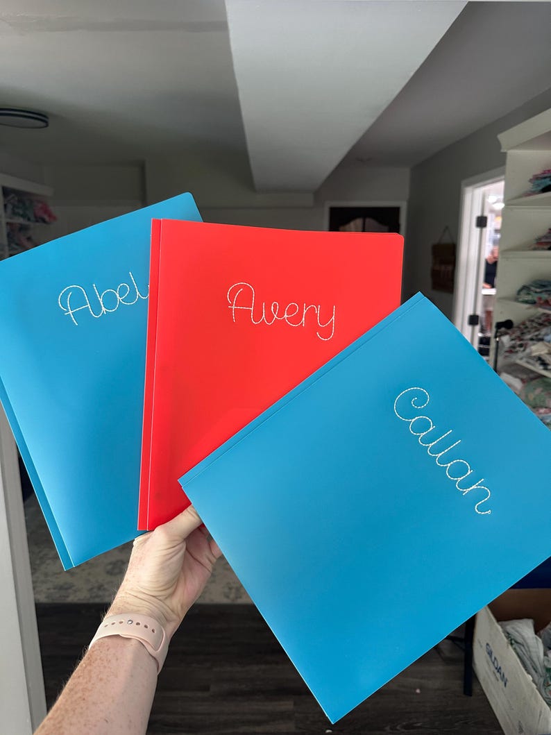 Personalized Embroidered School Folder – Back to School Organization ...