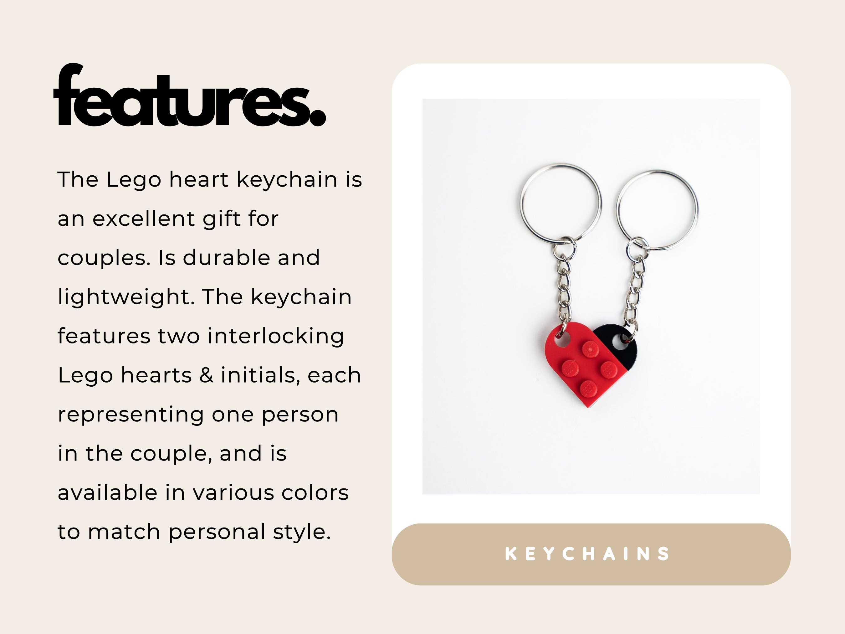 Heart Keychain Set, LEGO® Heart Keychain Bricks, Matching Keychain ...