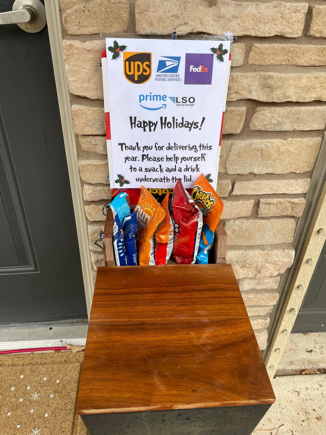 Custom Holiday Christmas Delivery Driver Snack Thank You Sign Printable ...