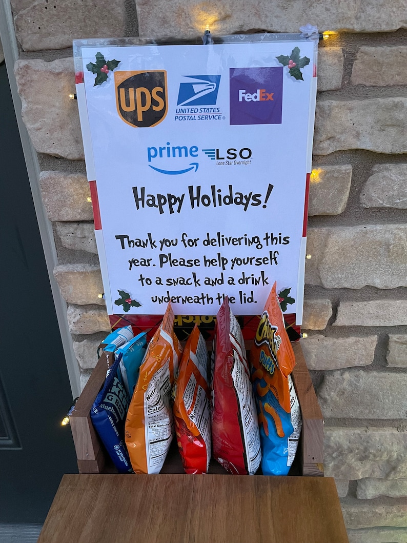 Custom Holiday Christmas Delivery Driver Snack Thank You Sign Printable ...