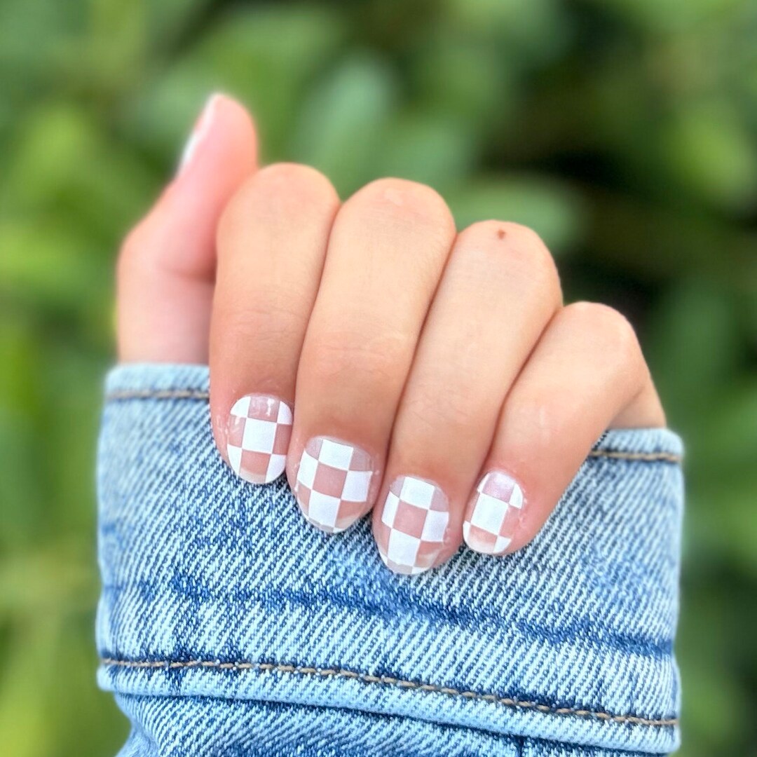 Checked Out in White Nail Polish Wraps Stickers Strips Designs Cute ...