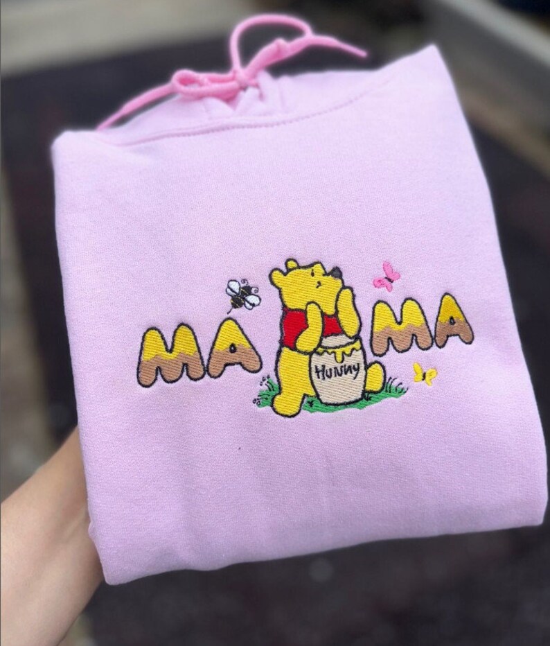 Handmade Embroidered Mama Pooh Bear Shirt, Embroidered Winnie the Pooh ...