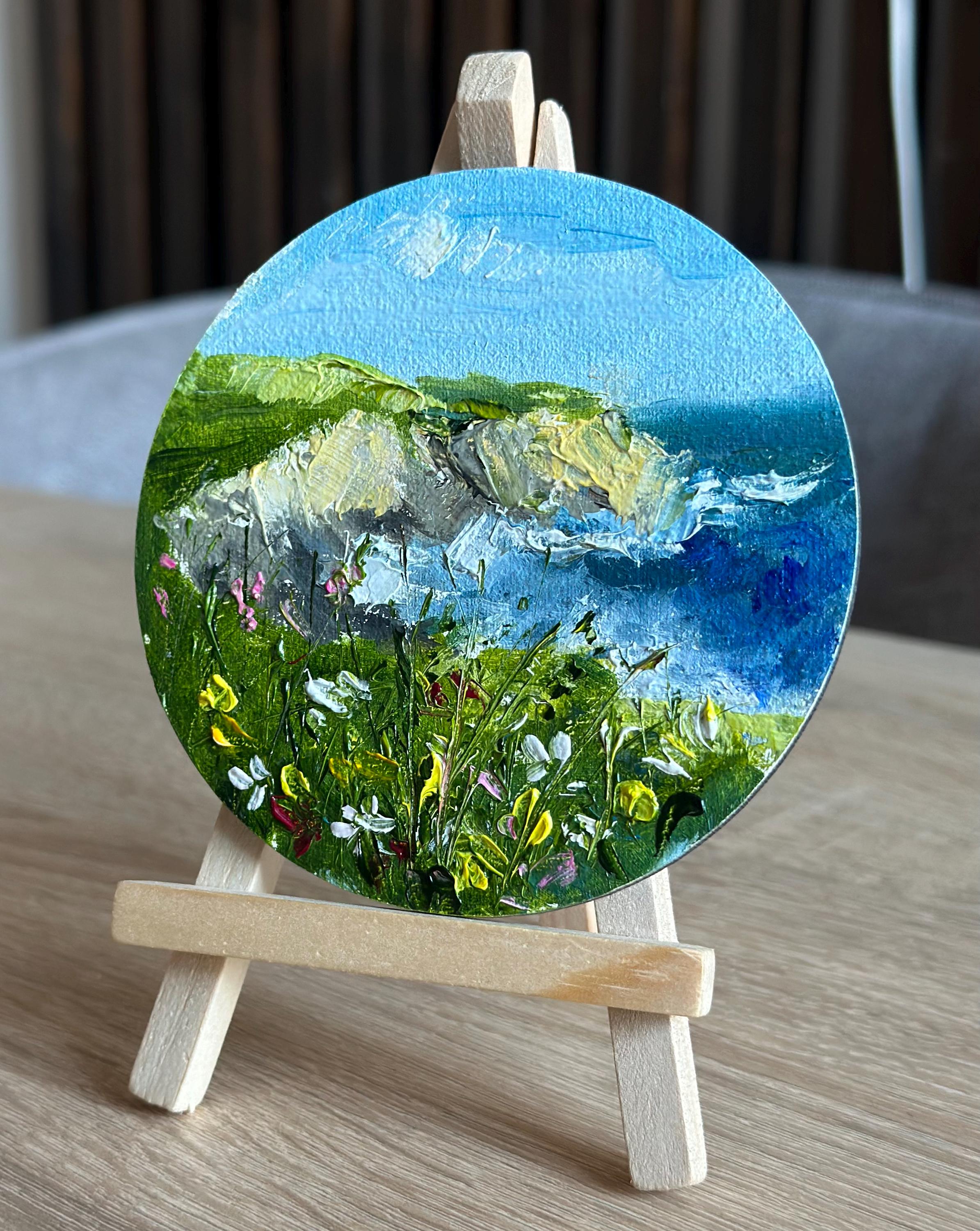 Set of 5 Small Round Oil Paintings With Sea Theme | Hand-painted Ocean ...