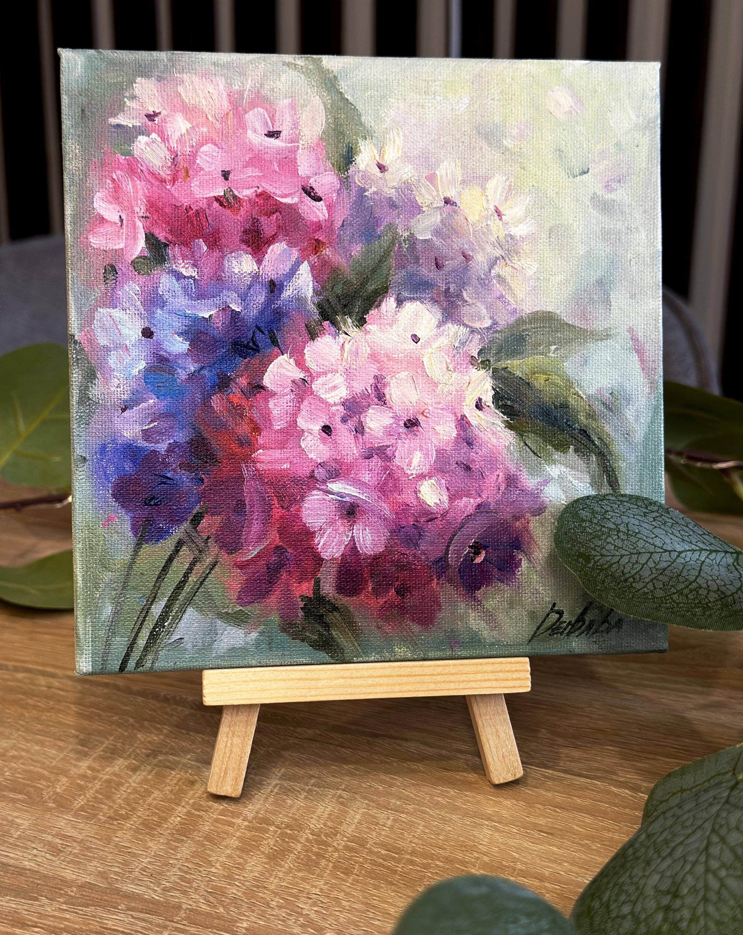 Delicate Hydrangea Oil Painting Original - Hand -painted Flowers on ...