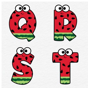 Fun Watermelon Alphabet Clipart Bundle 26 PNG Files for Classroom Decor ...
