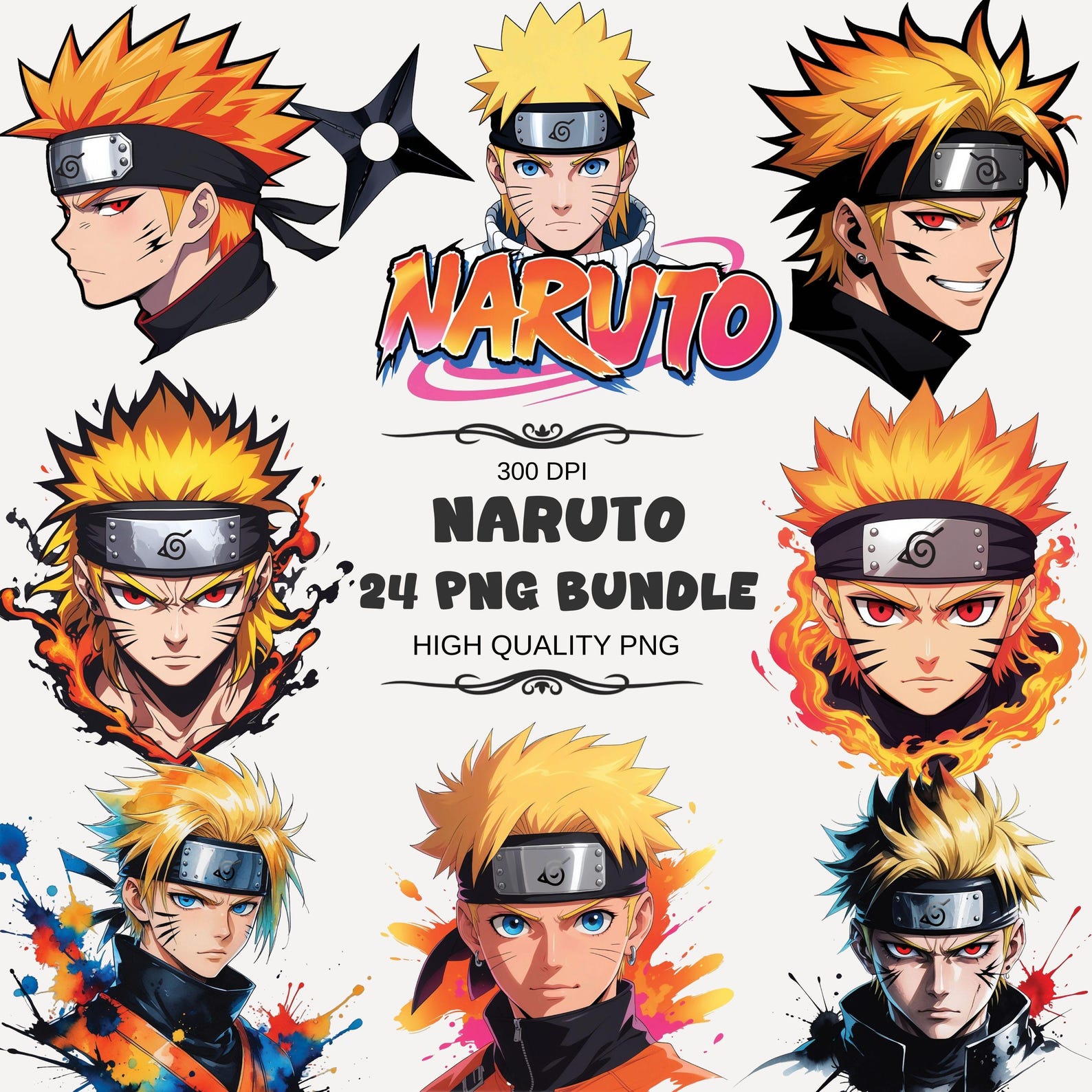 Naruto PNG Bundle, 24 Anime PNG Files, Cartoon Png Design, Naruto ...