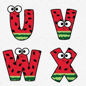 Fun Watermelon Alphabet Clipart Bundle 26 PNG Files for Classroom Decor ...