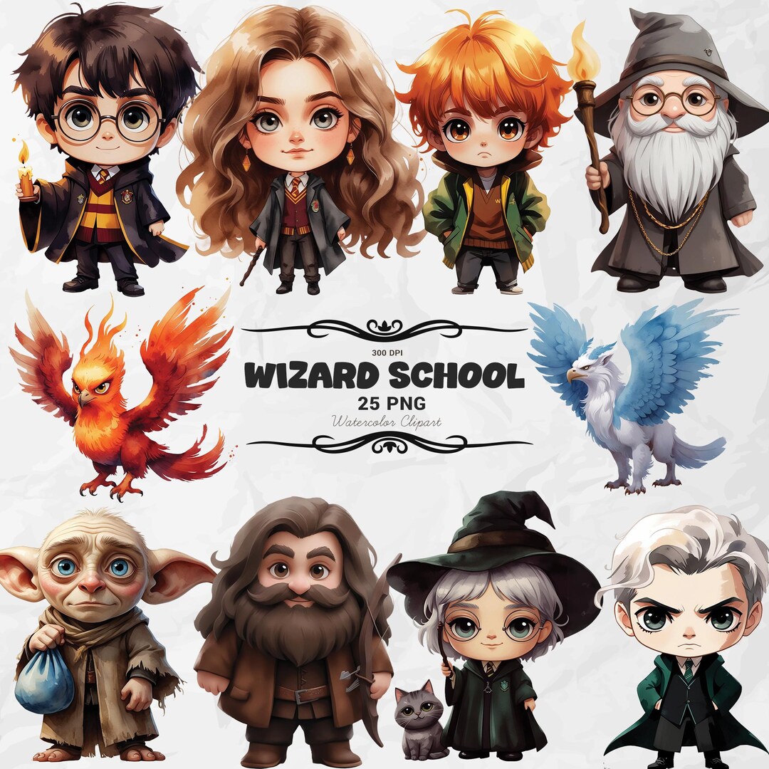 Magic Wizardry Characters Clipart Bundle | 25 Enchanting Pngs | Digital ...