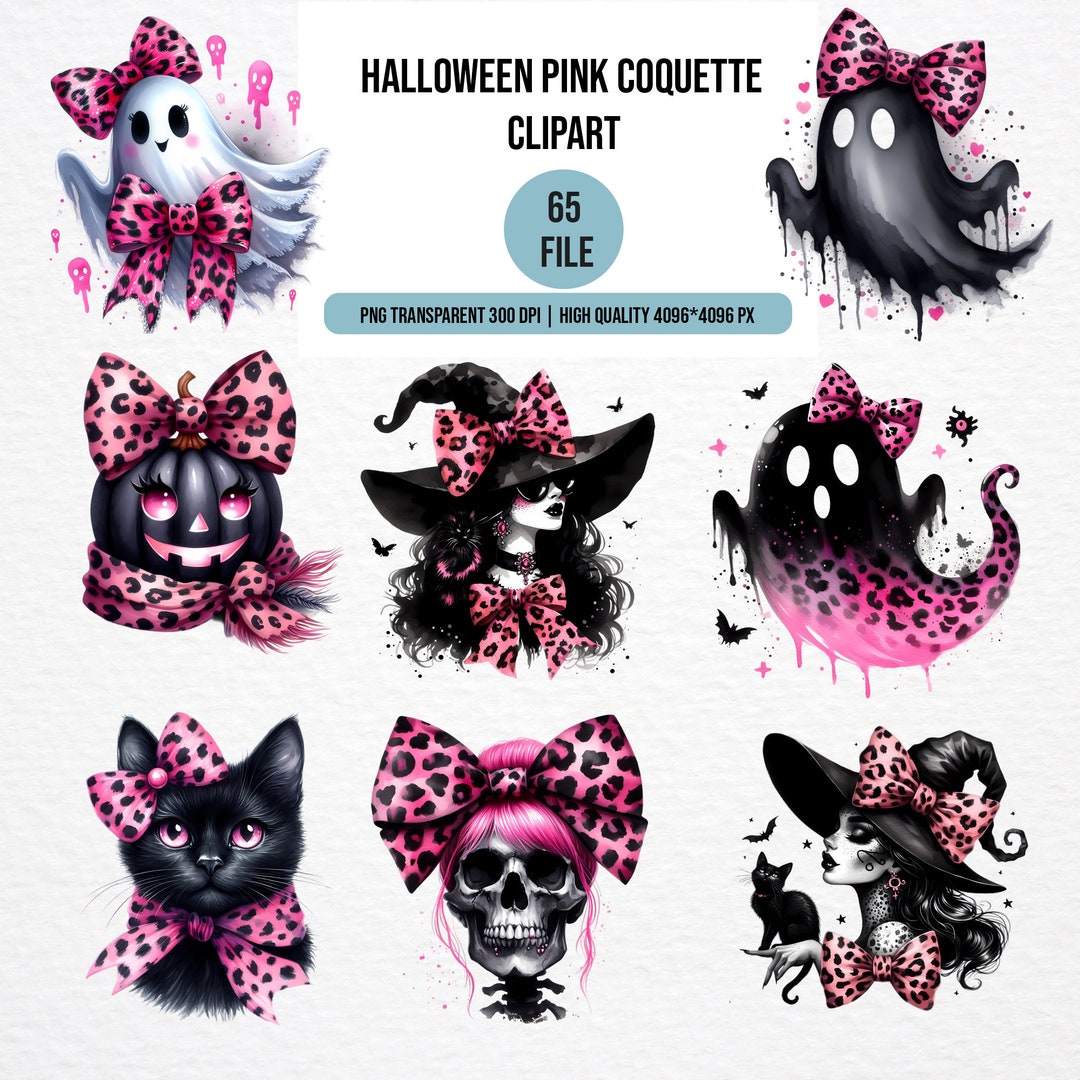 Halloween Pink Coquette Clipart Bundle 65 Chic PNG Files for ...