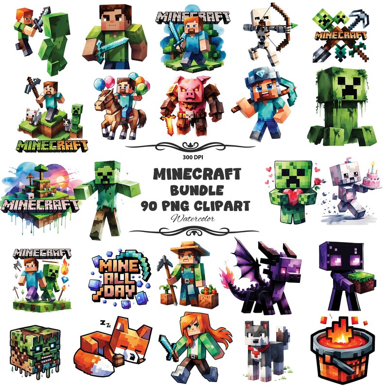 Mine Clipart Set - 300 DPI High-resolution Graphics for DIY Gifts ...