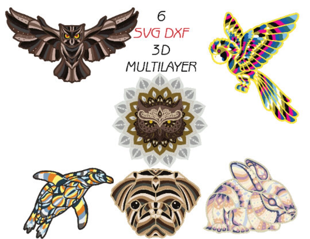 6 SVG DXF 3D Multilayer Bundle for Cutting Machine Layered - Etsy