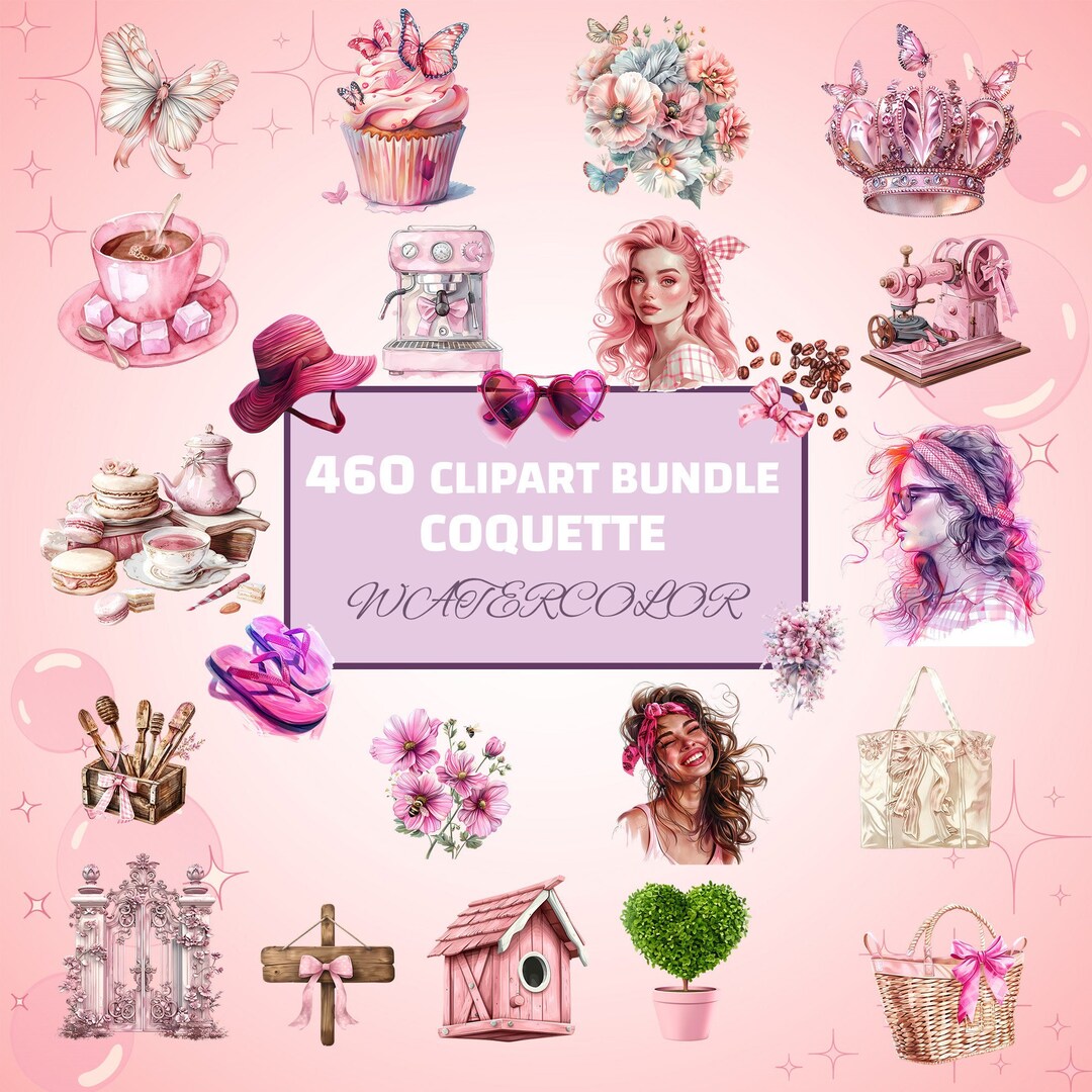 460 Chic & Coquette Clip Art Bundle Instant Download for Commercial Use ...