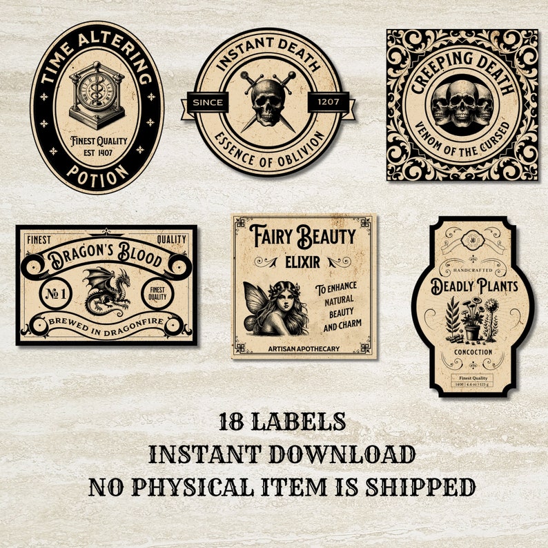 Potion Labels Digital,potion Labels Printable,wizard Potion Labels ...