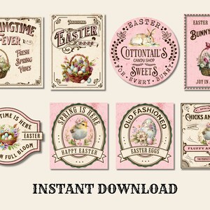 Vintage Easter Labels Printable Labels, Easter Jar Labels, Spring ...