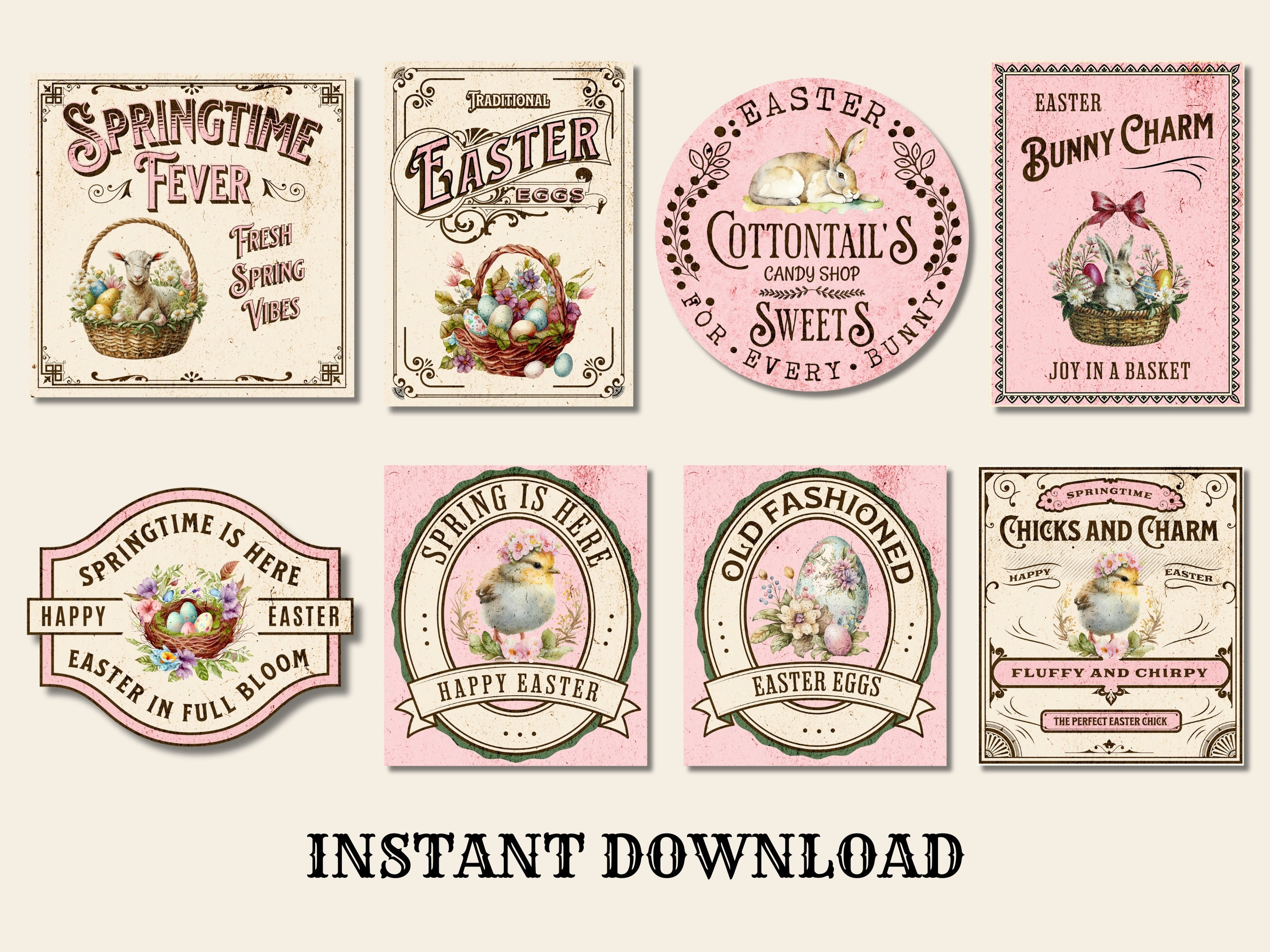 Vintage Easter Labels Printable Labels, Easter Jar Labels, Spring ...