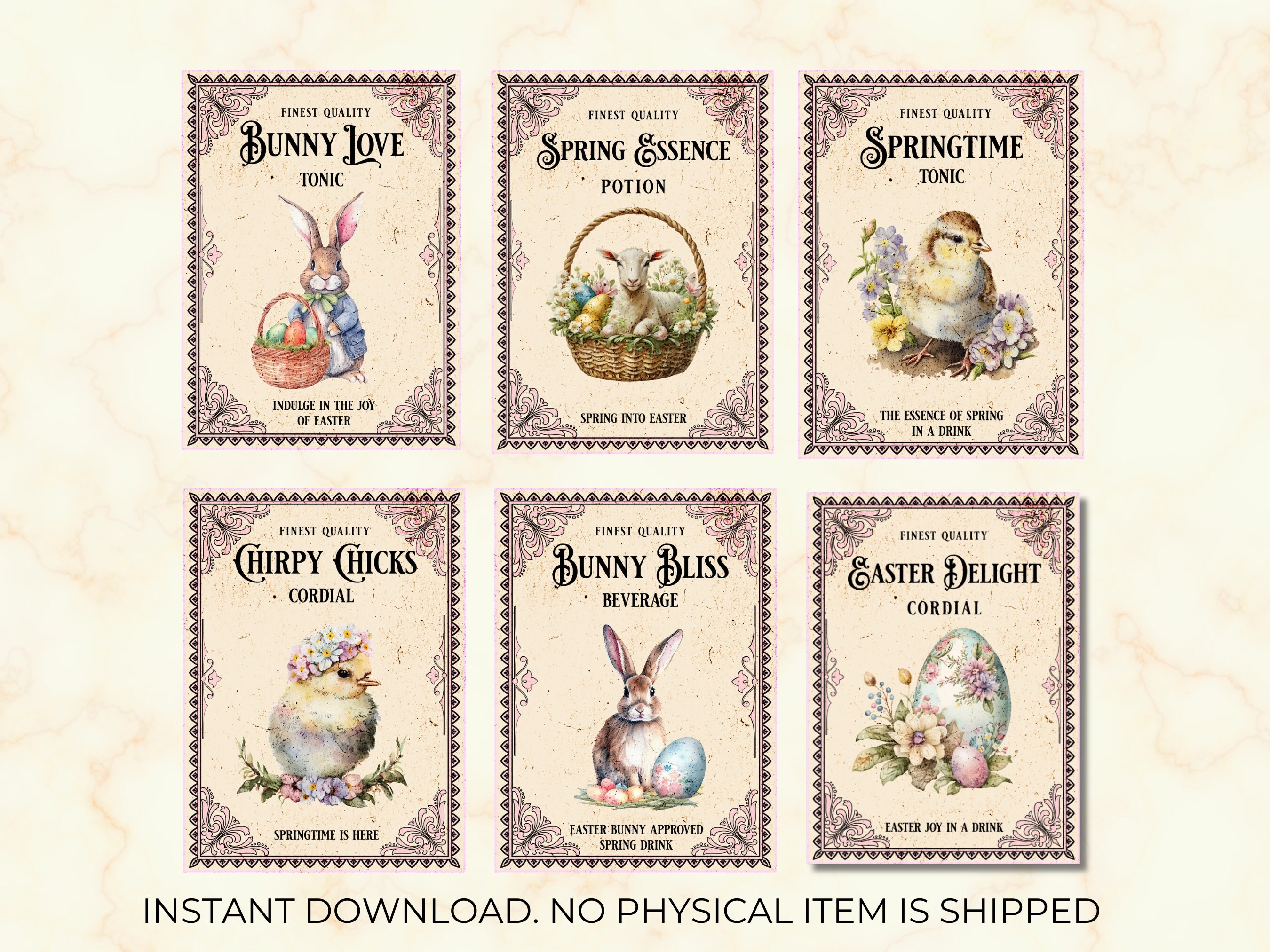 Vintage Easter Bottle Labels Drink Labels, Spring Drink Bottle Labels ...