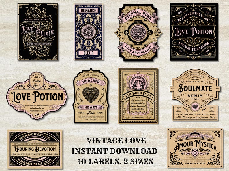 Vintage Love Labels Printable Labels,love Apothecary Labels Printable ...