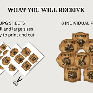 Fall Labels Printable,vintage Pumpkin Lables,autumn Labels Printable ...