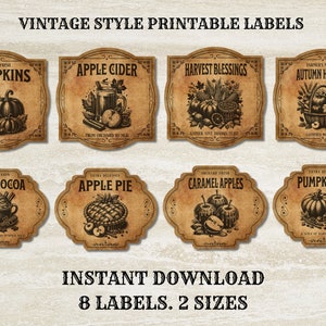 Fall Labels Printable,vintage Pumpkin Lables,autumn Labels Printable ...