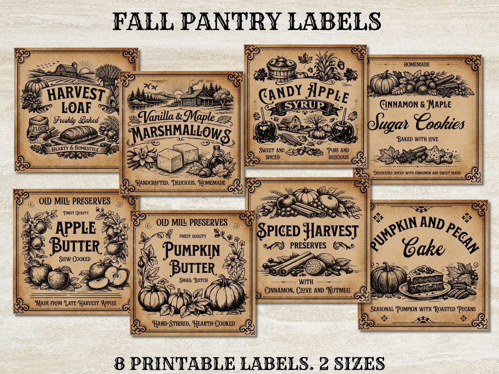 Vintage Fall Pantry Labels Printable,primitive Fall Autumn Pantry ...