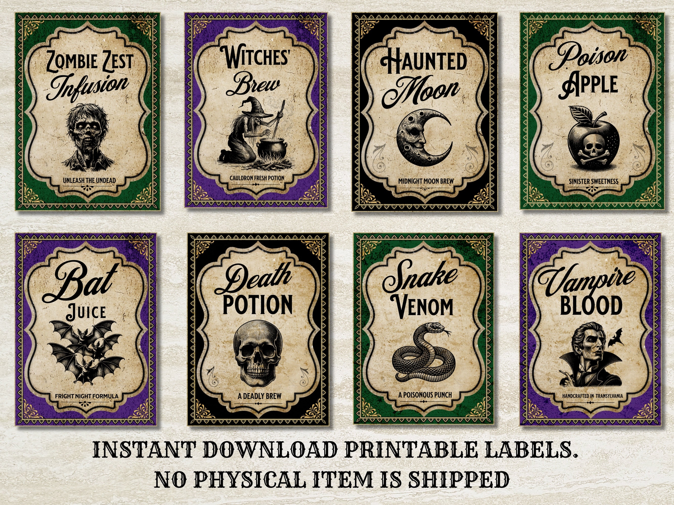 Halloween Bottle Labels Printable,halloween Potion Labels,wine Bottle ...
