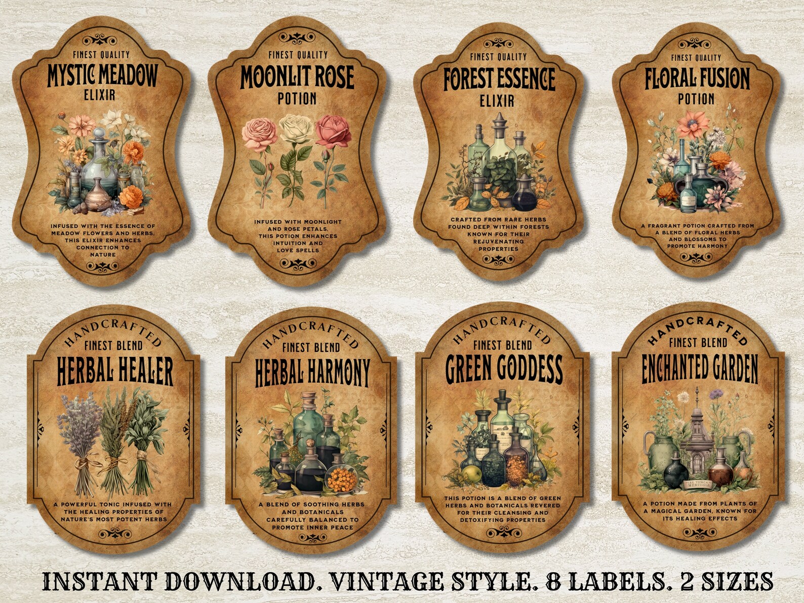 Herbal Potion Labels Printable, Herbal Apothecary Labels, Herbs Potion ...