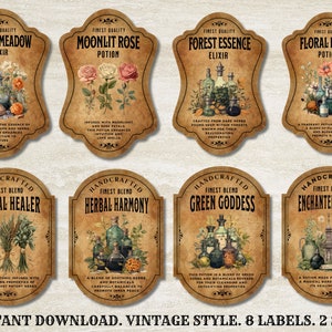 Herbal Potion Labels Printable, Herbal Apothecary Labels, Herbs Potion ...