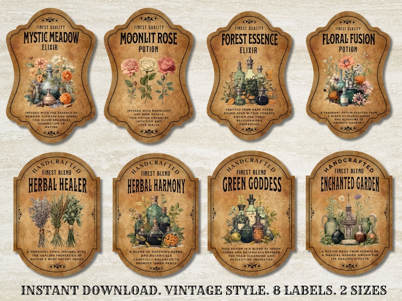 Herbal Potion Labels Printable, Herbal Apothecary Labels, Herbs Potion ...