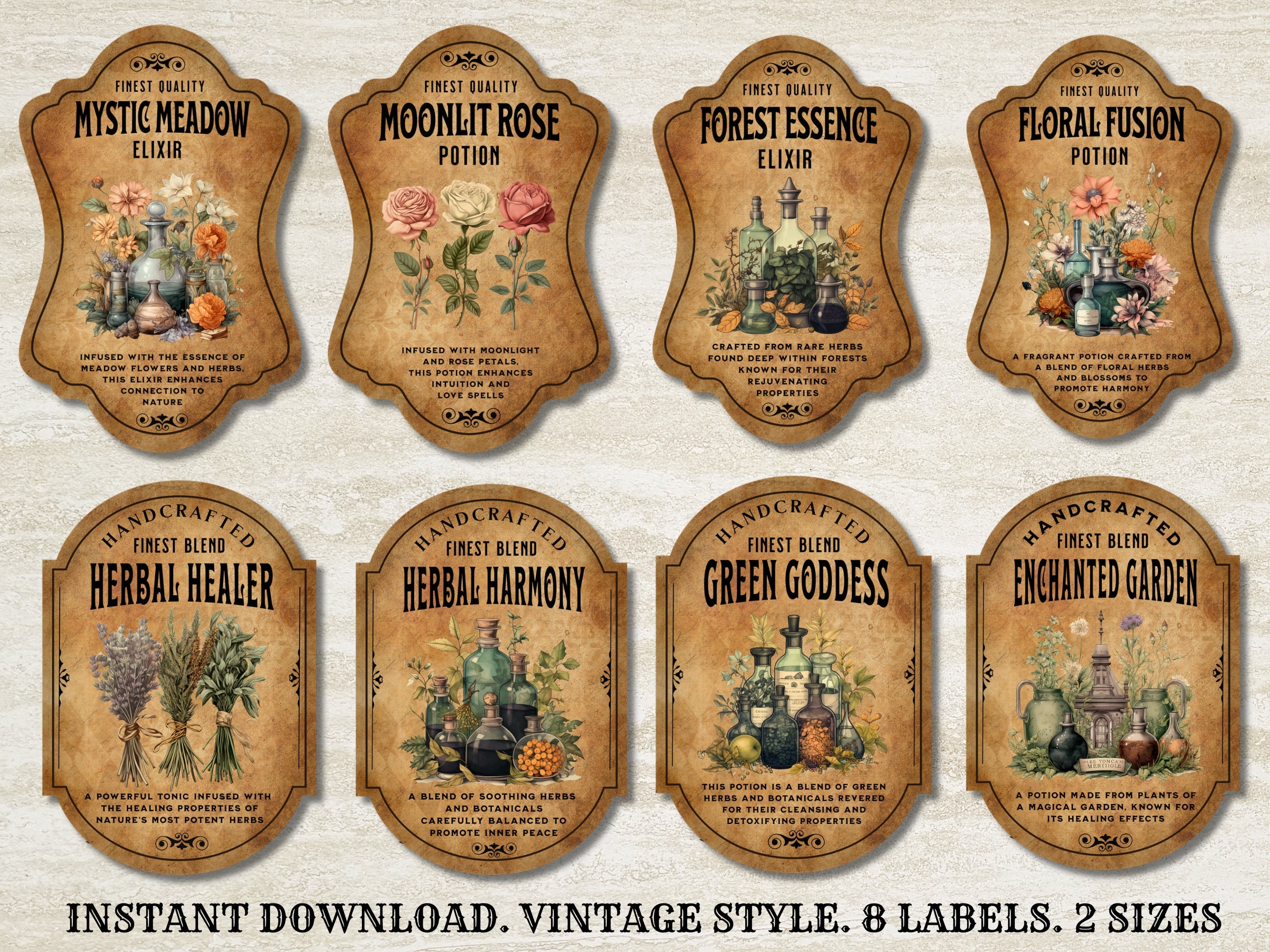 Herbal Potion Labels Printable, Herbal Apothecary Labels, Herbs Potion ...