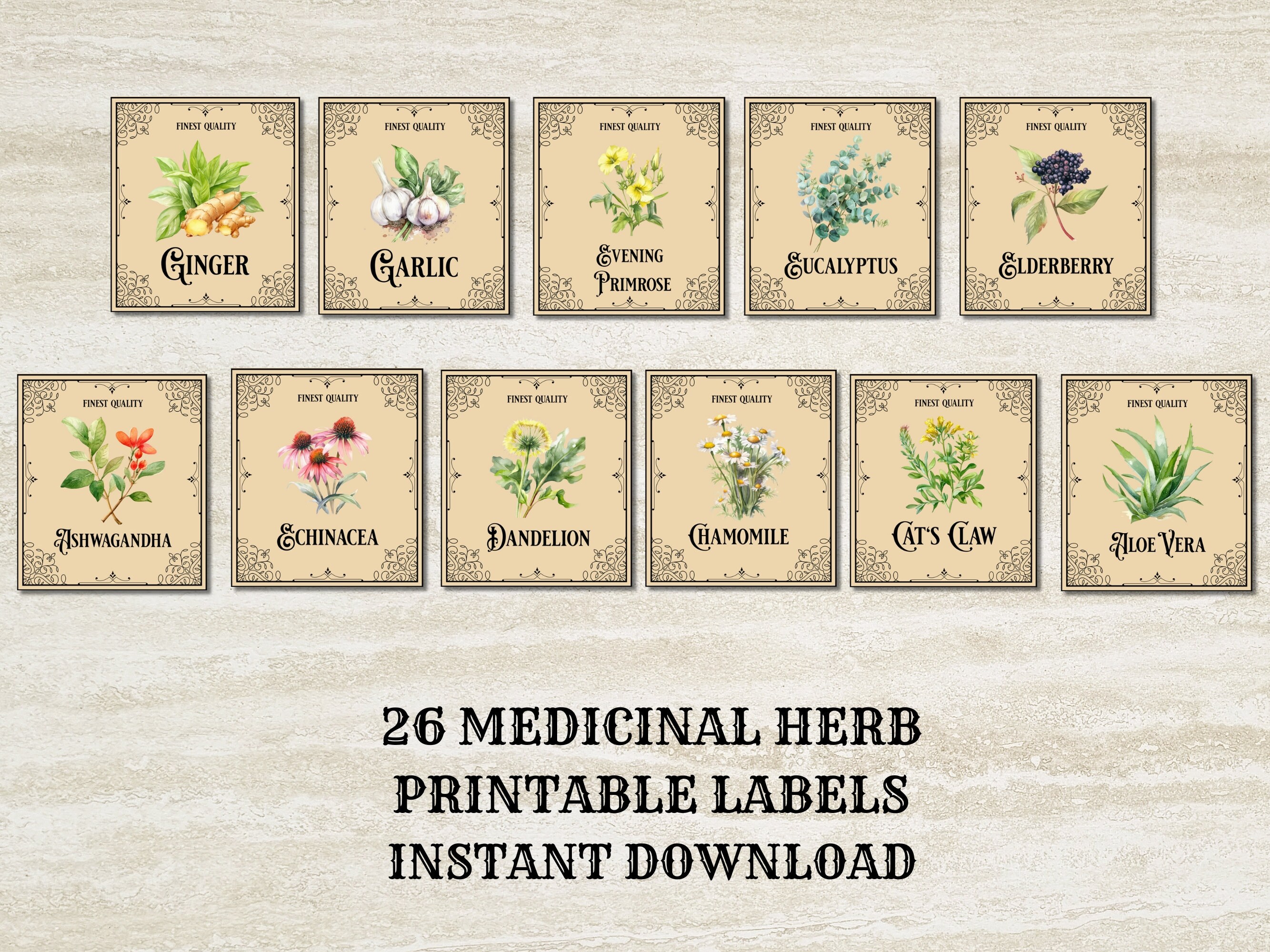 Medicinal Herbs Labels Printable, Herb Apothecary Labels, Vintage ...