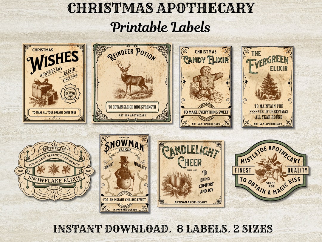 Christmas Potion Labels, Christmas Apothecary Labels, Magic Potion ...
