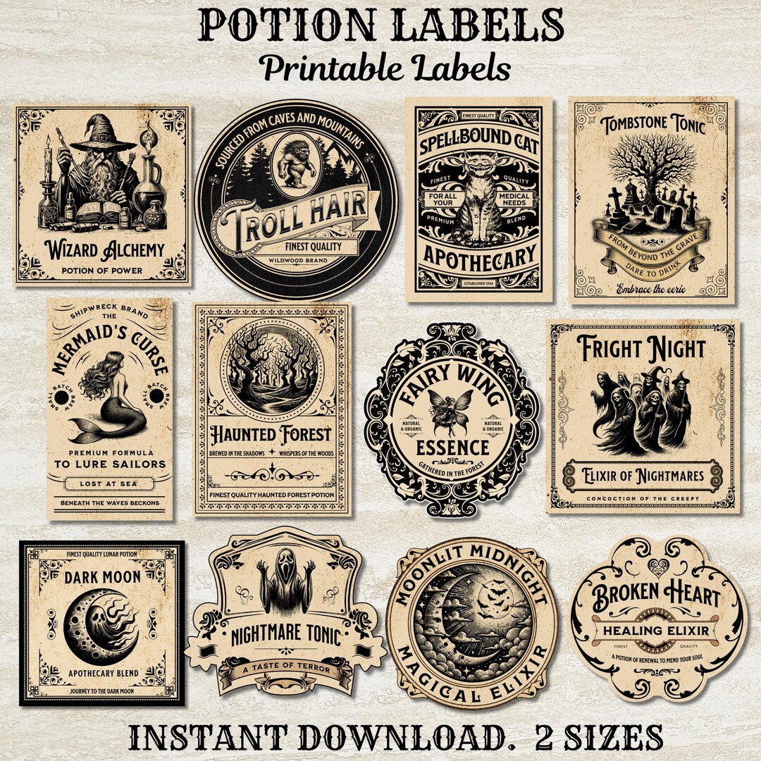 Potion Labels Digital,potion Labels Printable,wizard Potion Labels ...