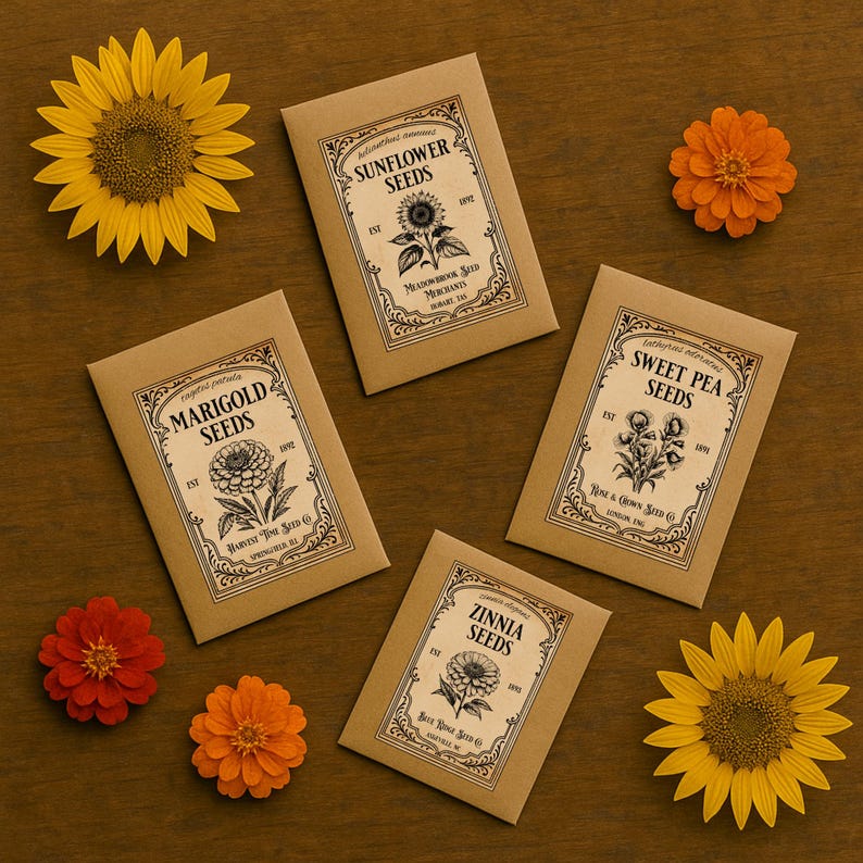 Vintage Seed Labels Digital Download, Victorian Farmhouse Herb ...