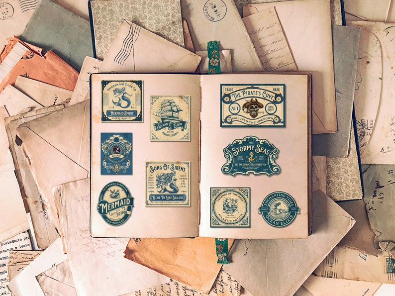 Vintage Mermaid Labels, Mermaid Printable Labels,mermaid Apothecary Jar ...